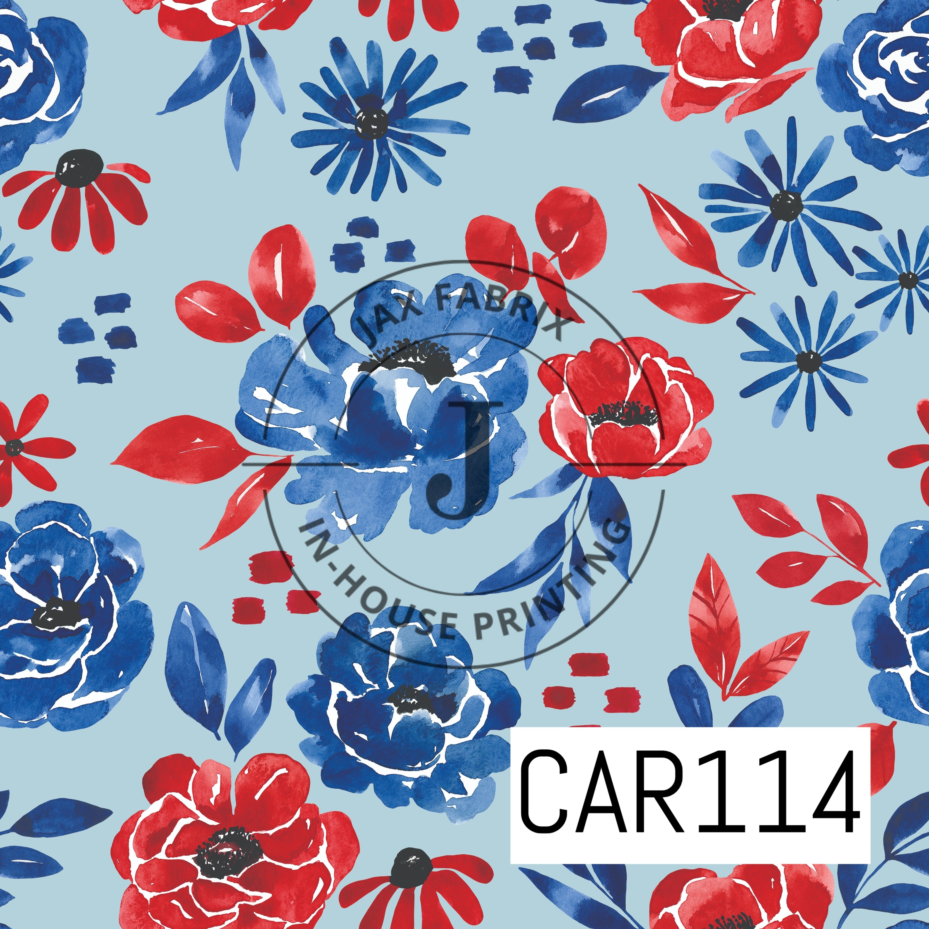 Patriotic Floral Blue CAR114 – Jax Fabrix