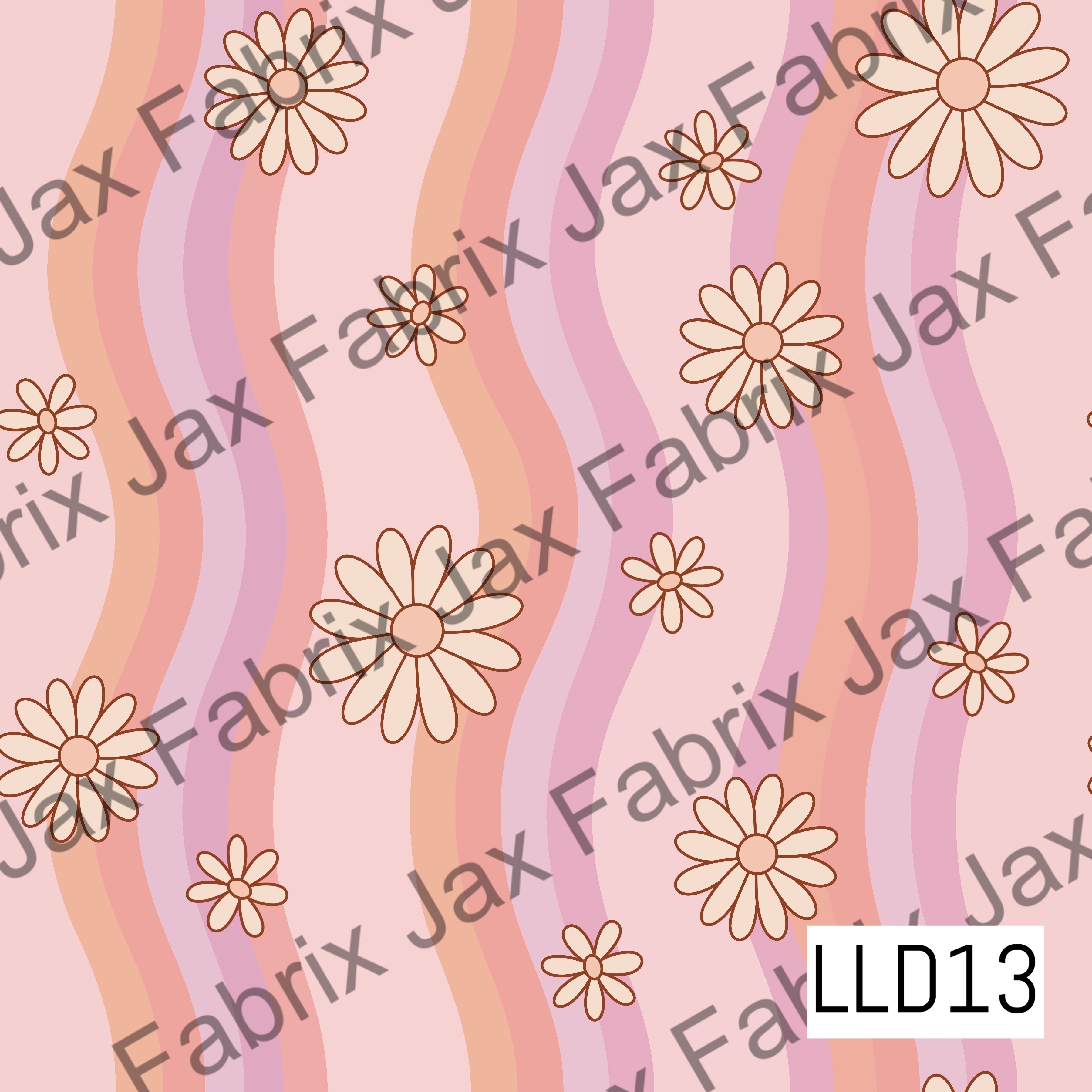 Daisy Flowers on Wavy Stripes LLD13 – Jax Fabrix