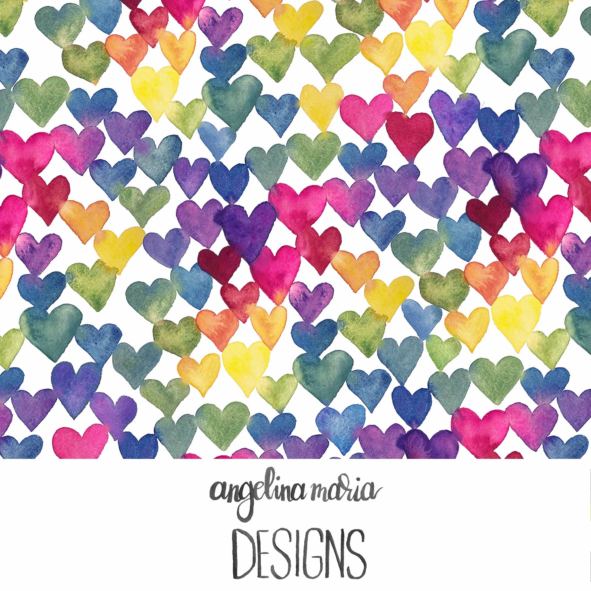 Watercolor Rainbow Hearts AMD296 – Jax Fabrix