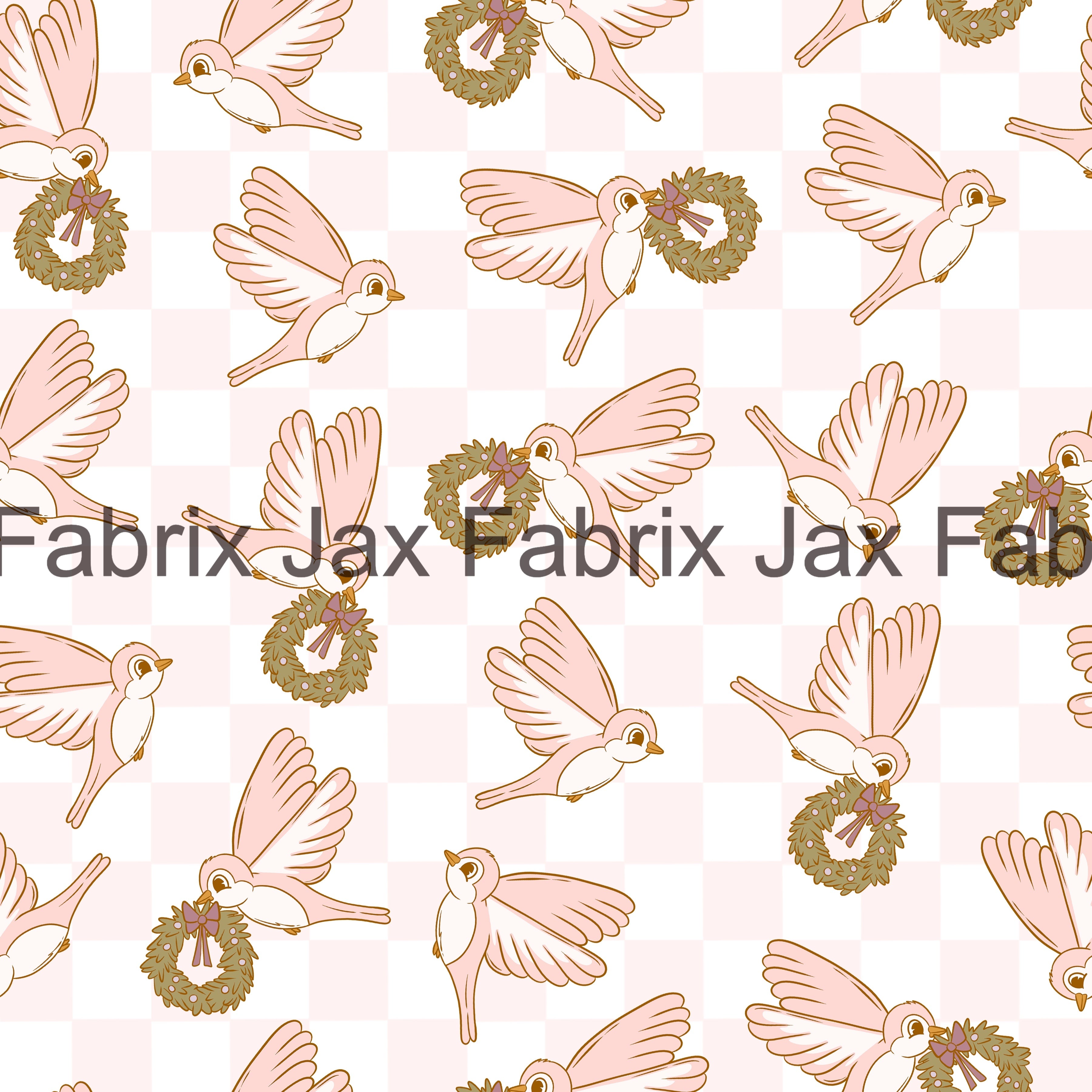 Pink Check Holiday Birds OPS12 – Jax Fabrix